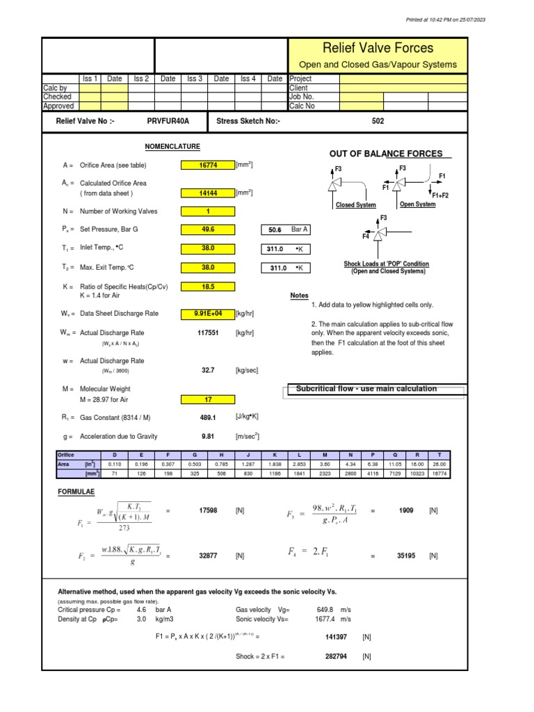 PSV Calculation PSV-201 | PDF | Mechanics | Process Engineering