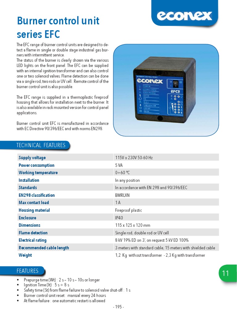 EFC Burner Control Units Guide | PDF | Transformer | Equipment
