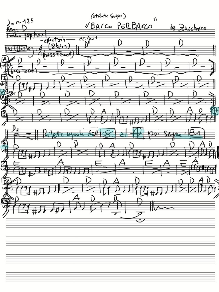 Bacco Perbacco by Zucchero Orig Tune | PDF