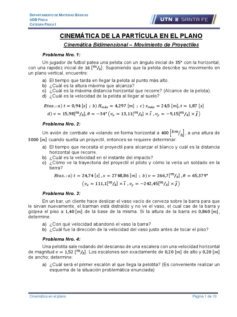 02 - Guía de Problemas - Cinemática | PDF | Cinemática | Velocidad