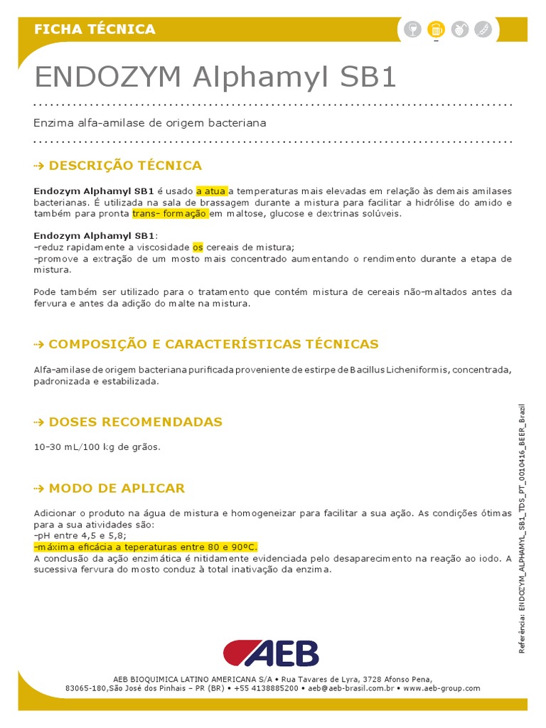 Endozym Alphamyl SB1 | PDF | Enzima | Malte