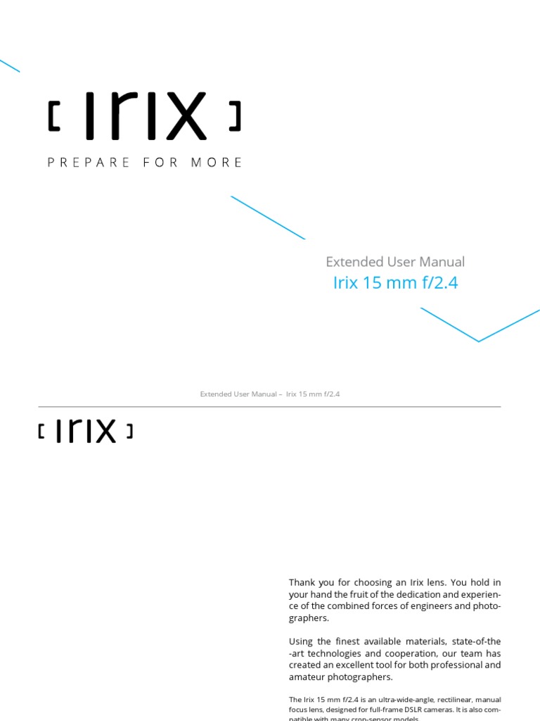 Irix 15mm F24 Extended-User-Manual v20 | Download Free PDF | Aperture ...