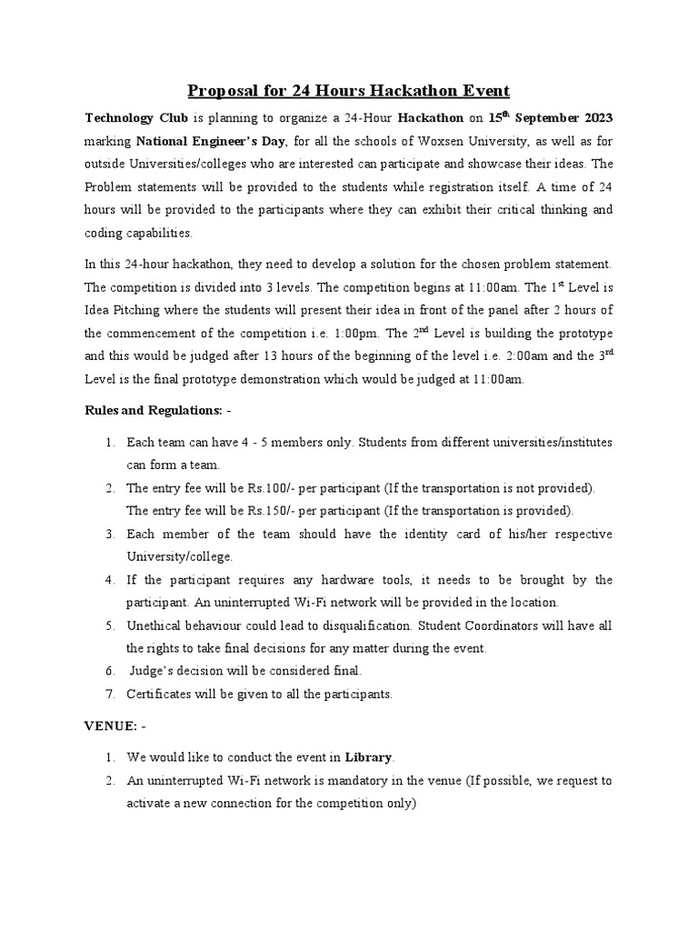 24 Hrs Hackathon | PDF | Lunch | Meal