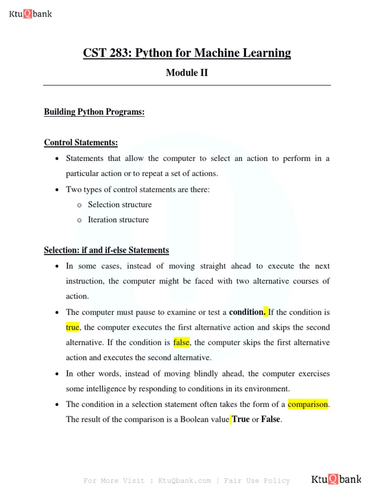 CST 283 m2 - KQB Ktuqbank | PDF | Control Flow | Parameter (Computer Programming)