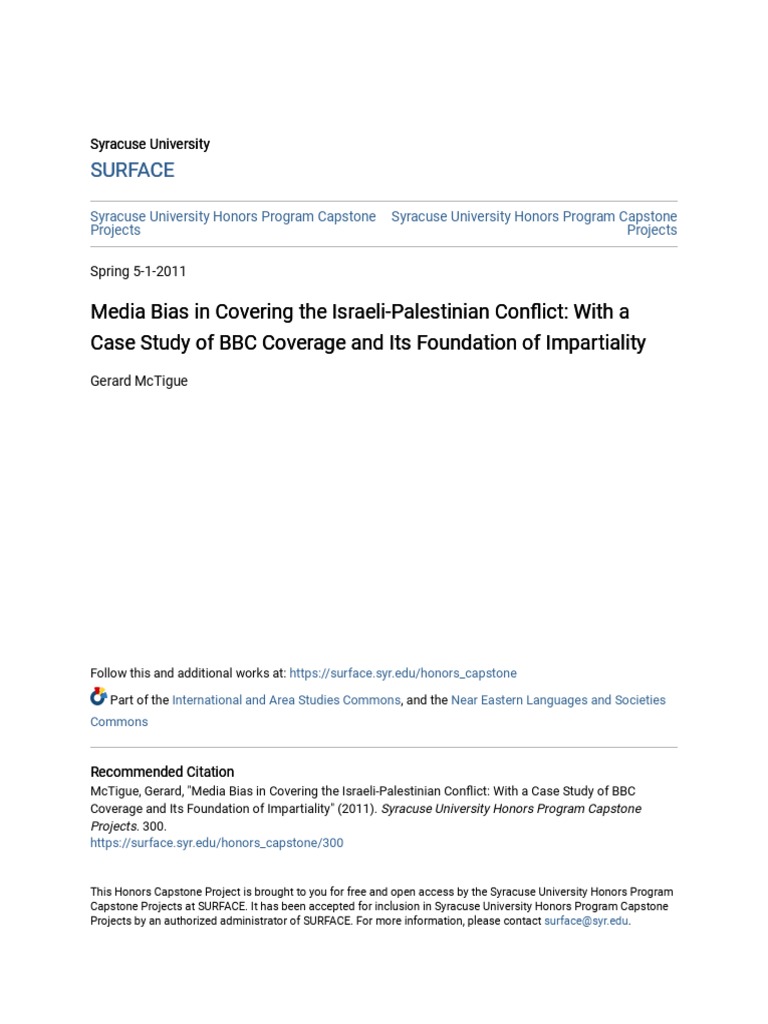 Media Bias in Covering The Israeli-Palestinian Conflict - With A | PDF ...