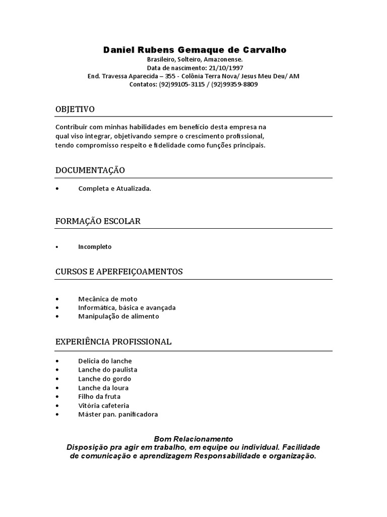 Currículo de Daniel Rubens Gemaque | PDF | Carreira e Crescimento