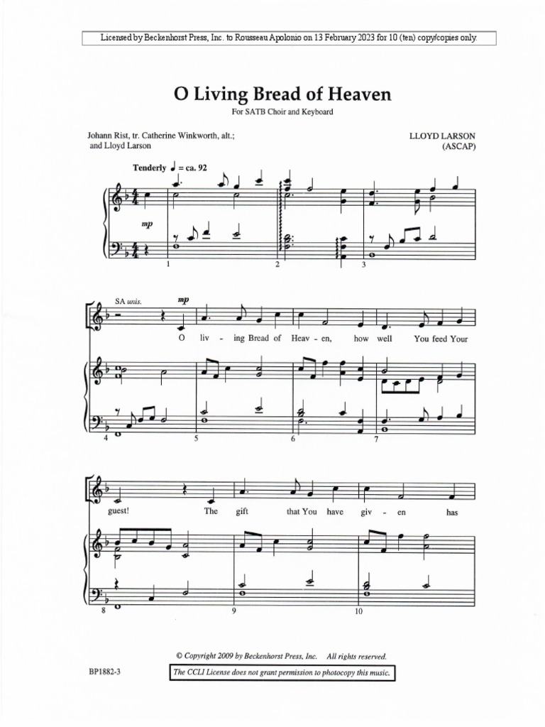 RApolonioBP1882 - O Living Bread of Heaven | PDF