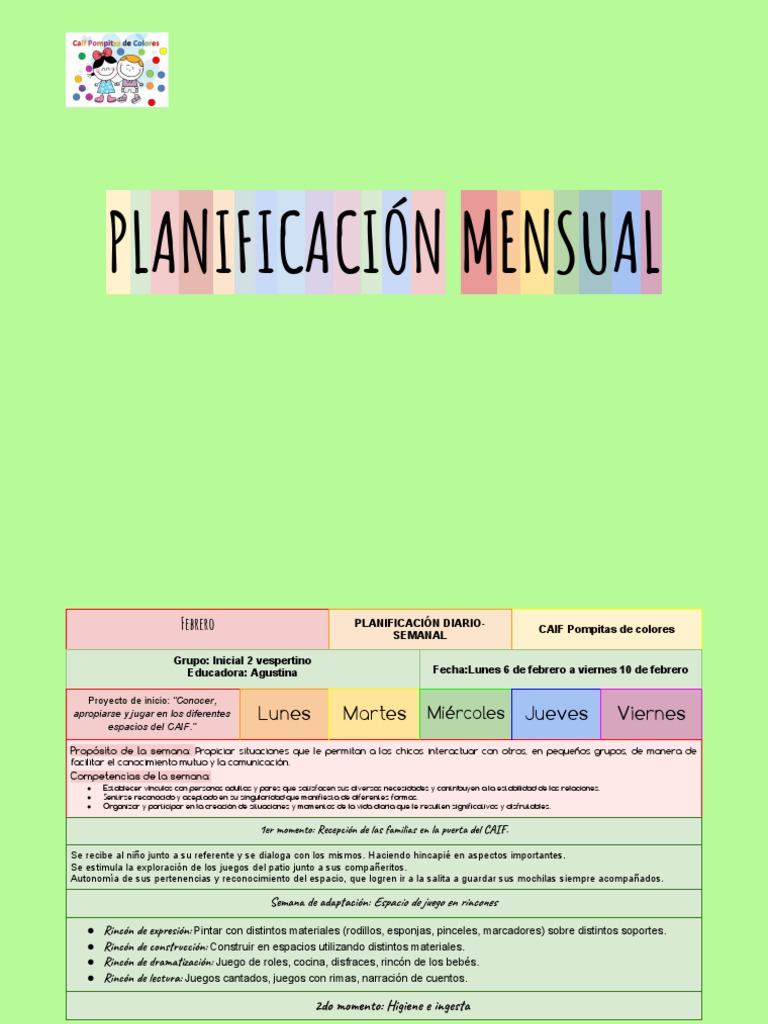 Planificación CAIF 2023 | PDF