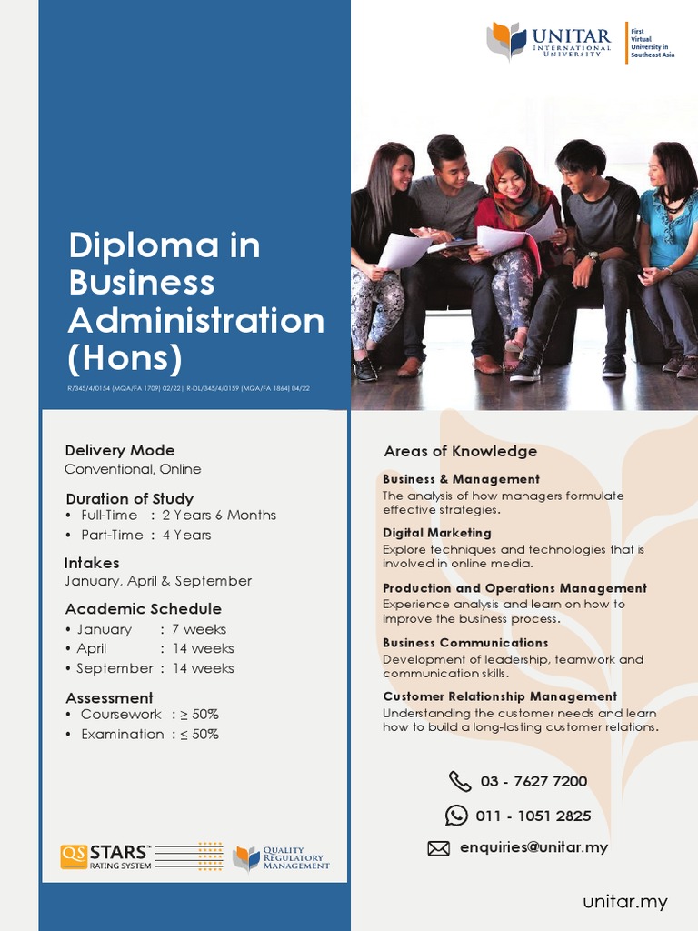 UNITAR Diploma in Business Administration - Factsheet (290121) | PDF ...