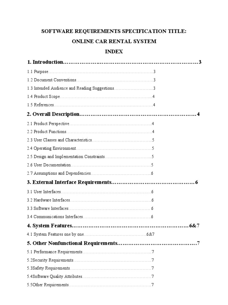 SRS - Online Car Rental System 1 | PDF | User (Computing) | Databases