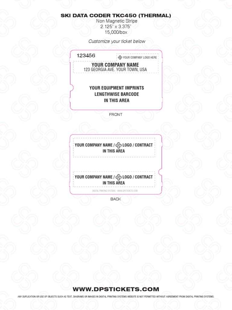 SkiData-450-Thermal-Non-Magnetic-Stripe-Custom-Parking-Ticket | PDF