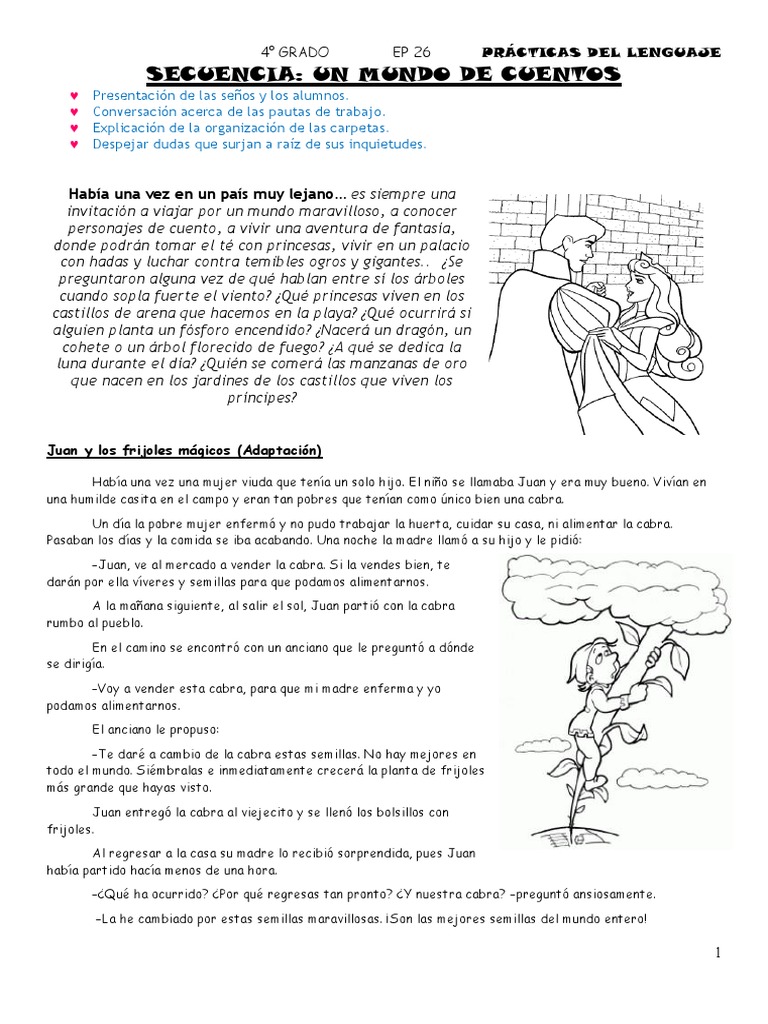 Cuento Maravilloso: Juan y los Frijoles | PDF | Sustantivo | Adjetivo