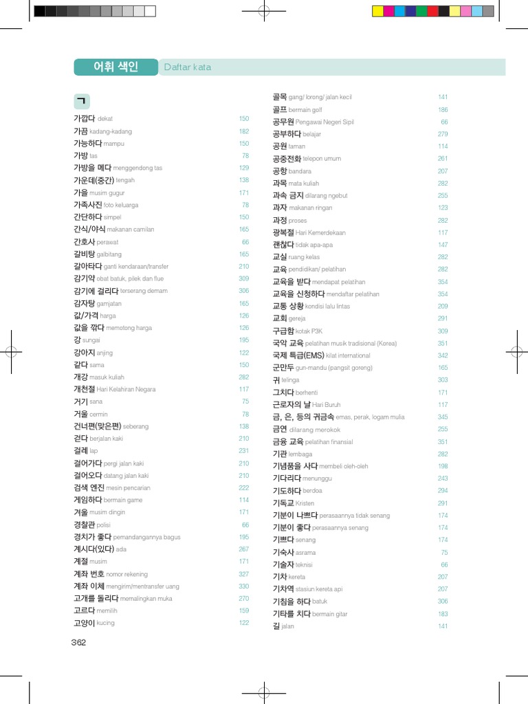 Bahasa Korea 1 - Kosakata | PDF