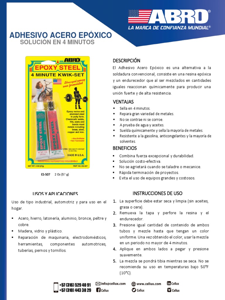 Adhesivo Epóxico ES-507: Usos y Beneficios | PDF | Epoxy | Acero