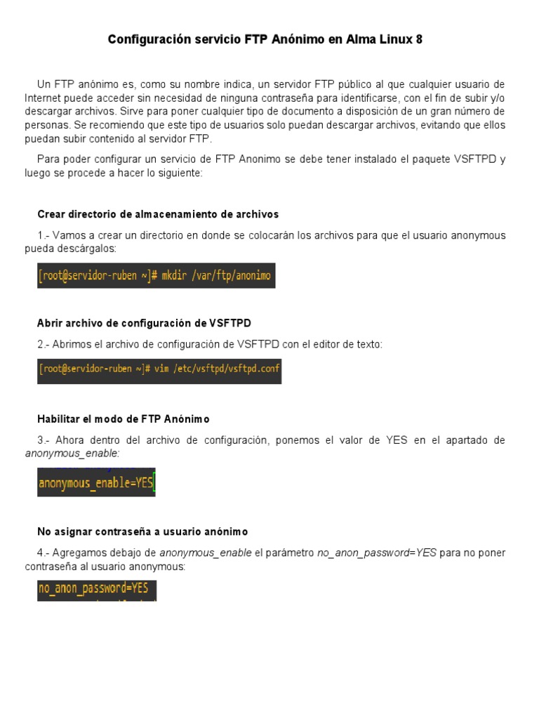 Manual Servicio FTP Anonimo Alma Linux 8 | PDF | Protocolo de transferencia de archivos ...