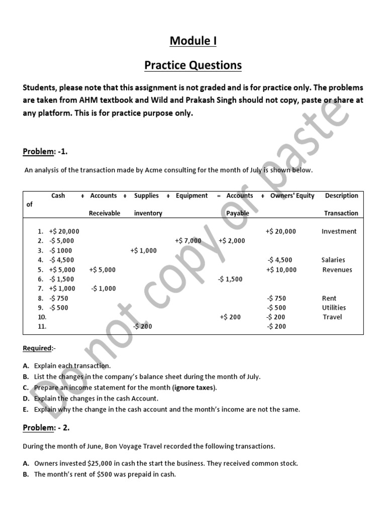 FA Assignment 1 Non-Graded | PDF | Expense | Debits And Credits