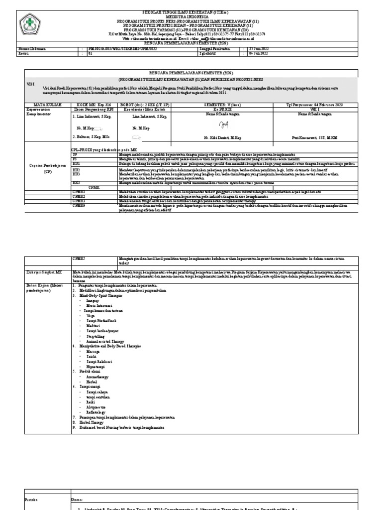 RPS Kep Komplementer Reguler | PDF