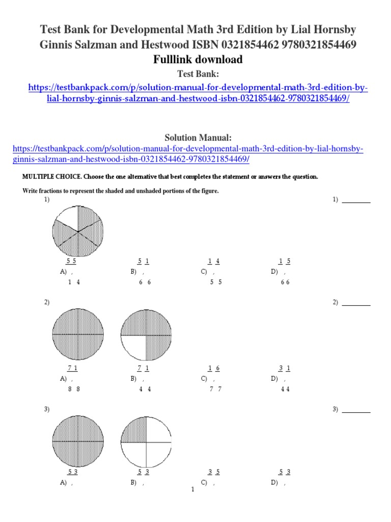 Developmental Math 3rd Edition by Lial Hornsby Ginnis Salzman and ...
