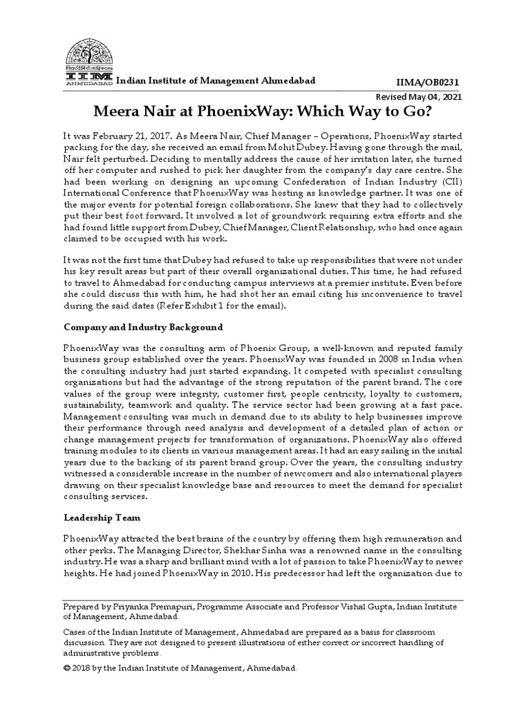 Meera Nair at PhoenixWay - Which Way To Go IDGP | PDF | Consultant ...