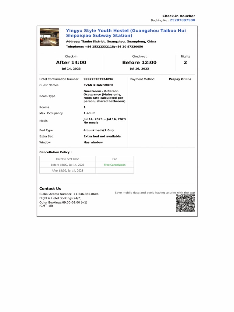 English Check-In Voucher (For Visa Application) | PDF