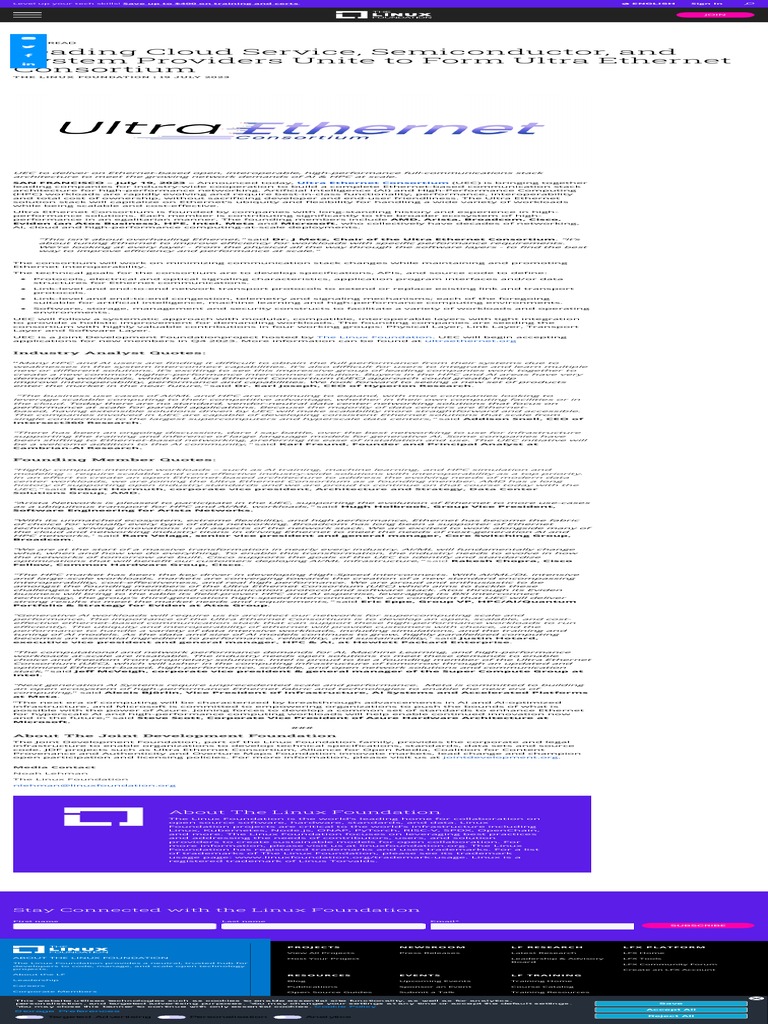 Leading Cloud Service, Semiconductor, and System Providers Unite To Form Ultra Ethernet ...