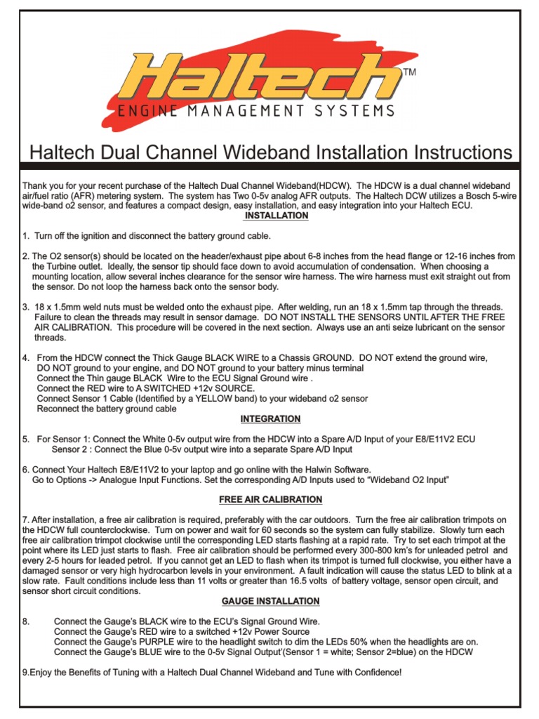 Haltech Dual Channel Wideband Instructions1 | PDF | Light Emitting ...