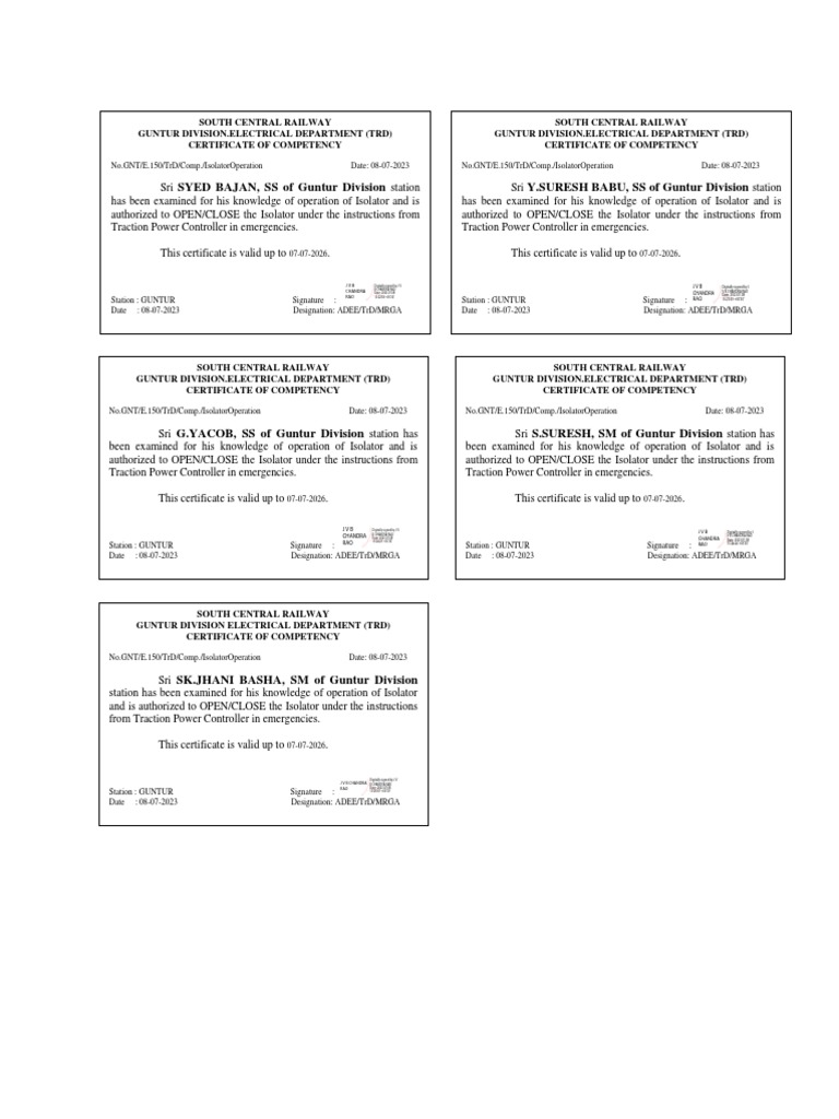Operating Isolator Competency July 2023 | PDF Operating Isolator Competency July 2023 | PDF