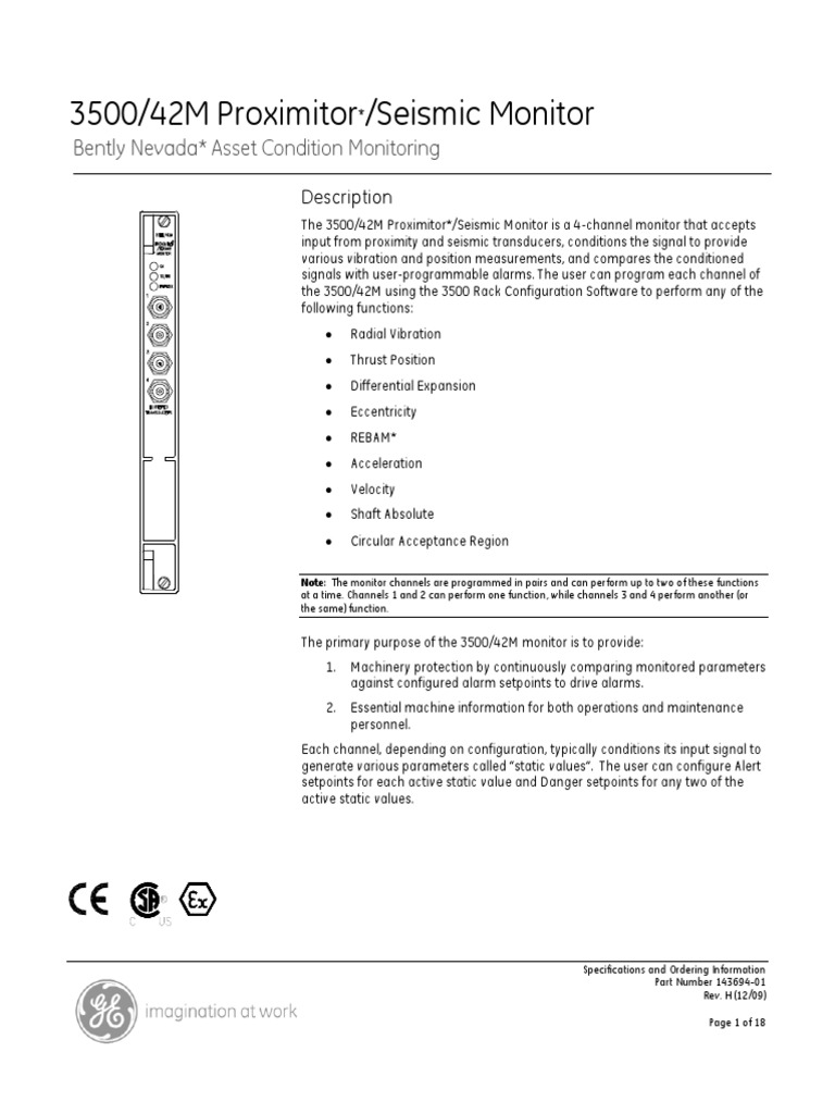 3500/42M Proximitor /seismic Monitor: Bently Nevada Asset Condition ...