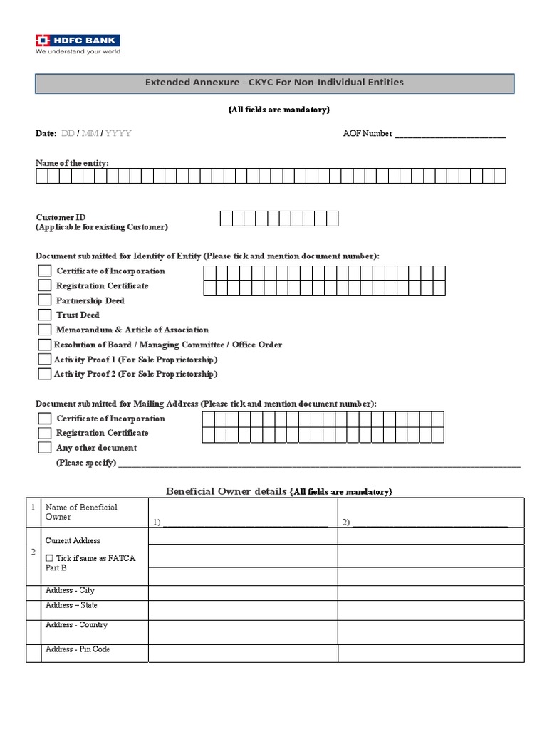 CKYC Annexure - Current Account Opening | PDF | Identity Document ...