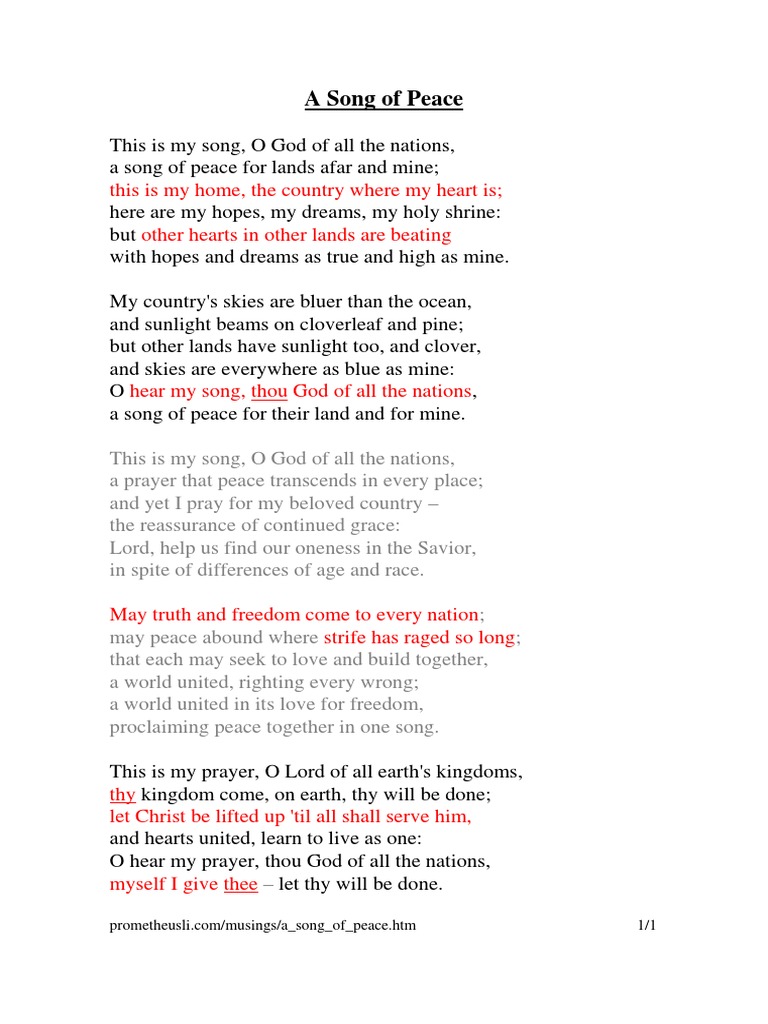 A Song of Peace - Estrofes 1, 2 e 5 Com Destaques | PDF