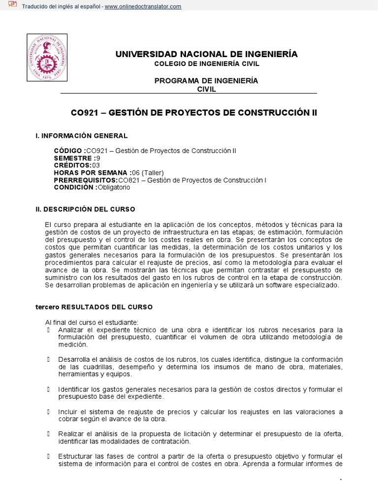 C9 CO921 Construction Projects Management II Unlocked - En.es | PDF ...