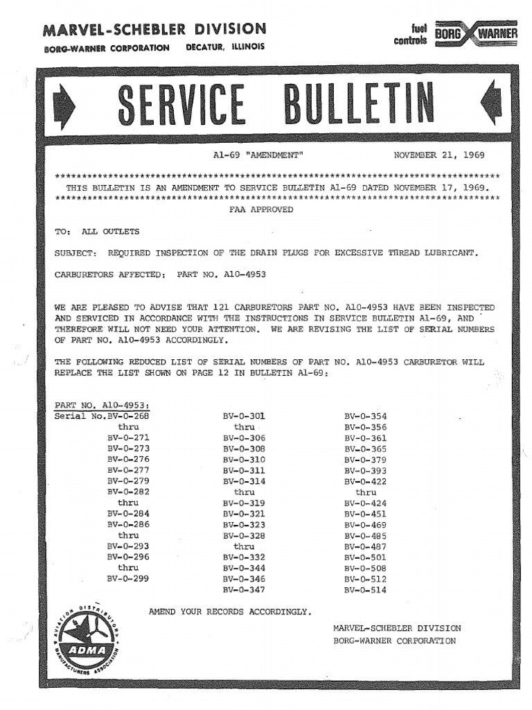 Marvel-Schebler Bulletins | PDF | Carburetor | Vehicle Technology