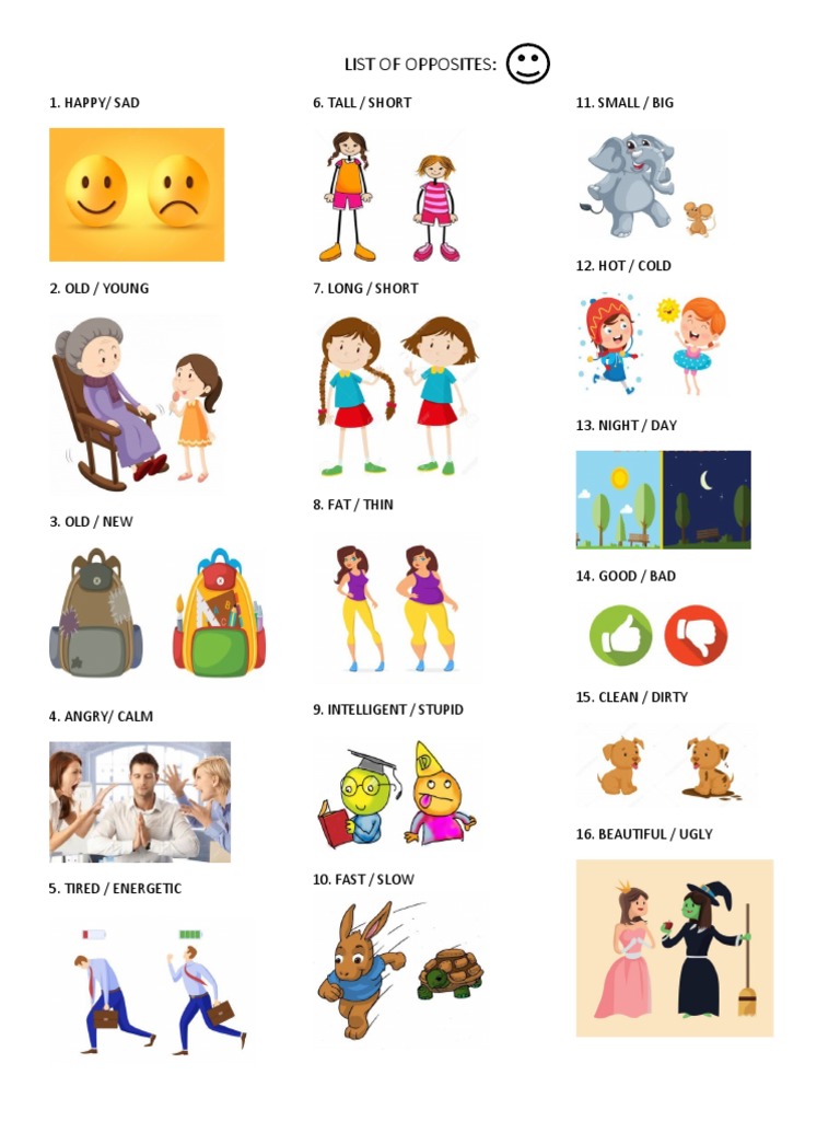 List of Opposites Power Up | PDF