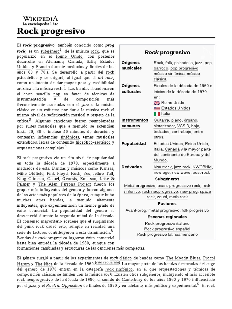 Rock Progresivo | PDF | Rock progresivo | Grupos de música rock