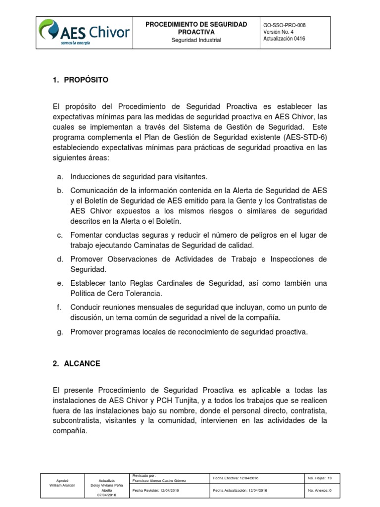 GO-SSO-PRO-008 - Procedimiento Seguridad Proactiva | PDF | Seguridad y ...