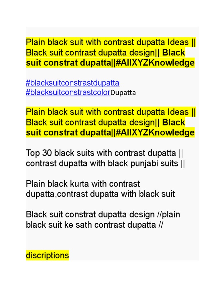 Black Suit Dupatta Style Guide | PDF | Punjab | Fashion