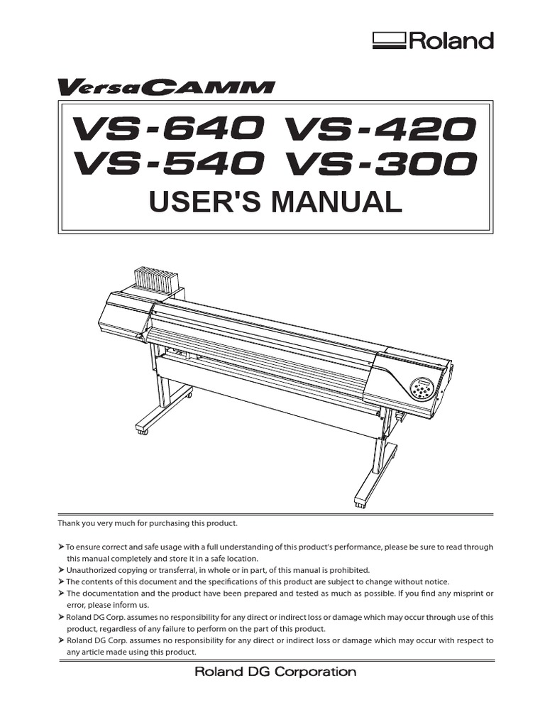 Roland vs-640 Users Manual | PDF | Printer (Computing) | Electrical ...