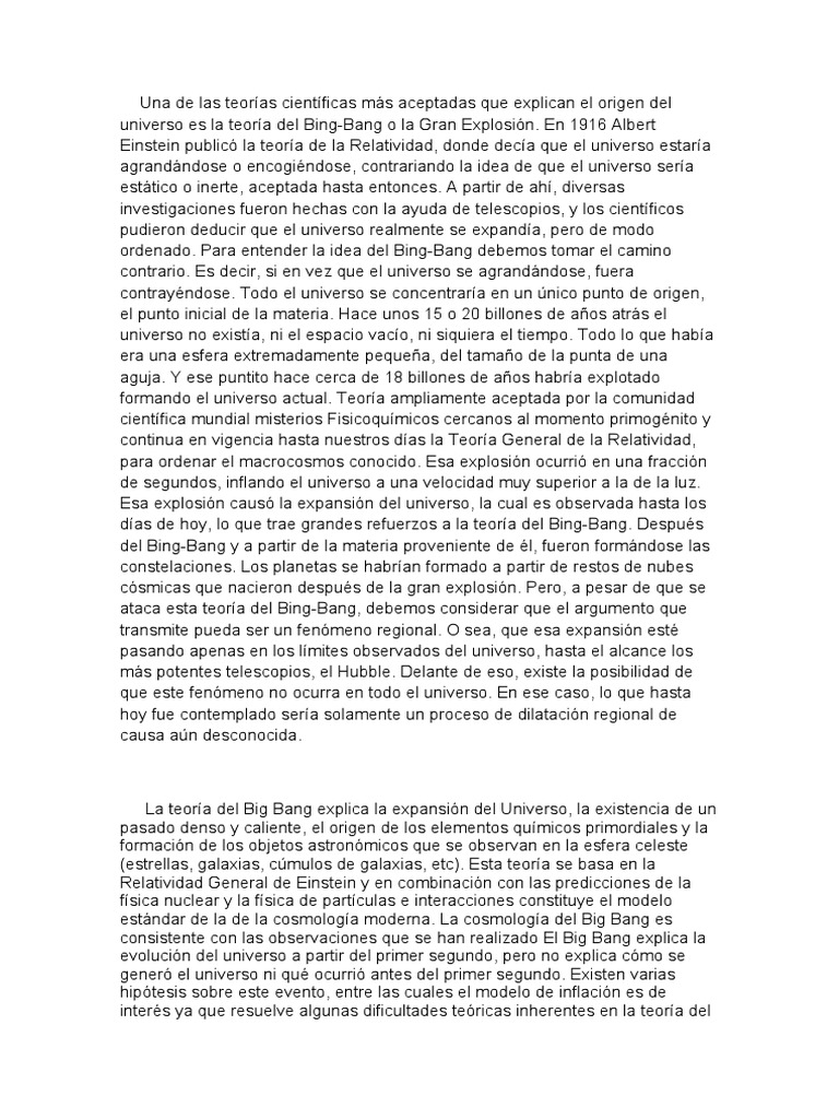 Teoria Del Big Bag Carmen | PDF | Big Bang | Universo