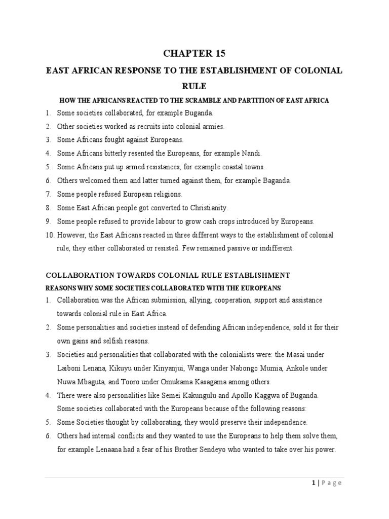 East African Responses to Colonial Rule | PDF | Uganda | East Africa