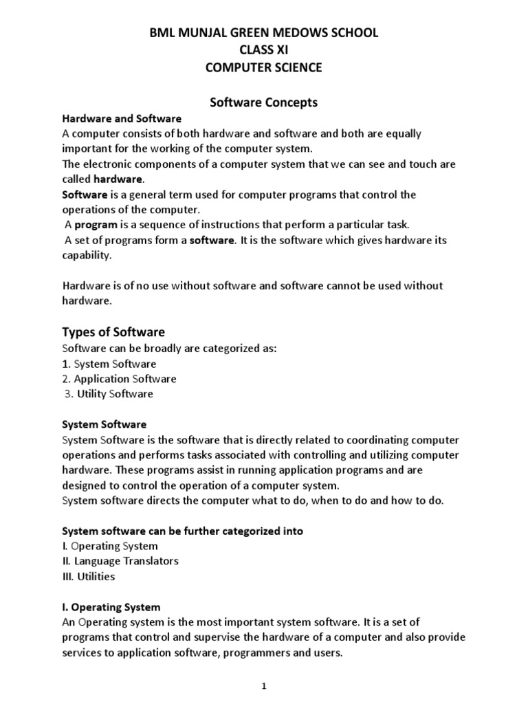 Software ConceptS Class XI | PDF | Operating System | Source Code