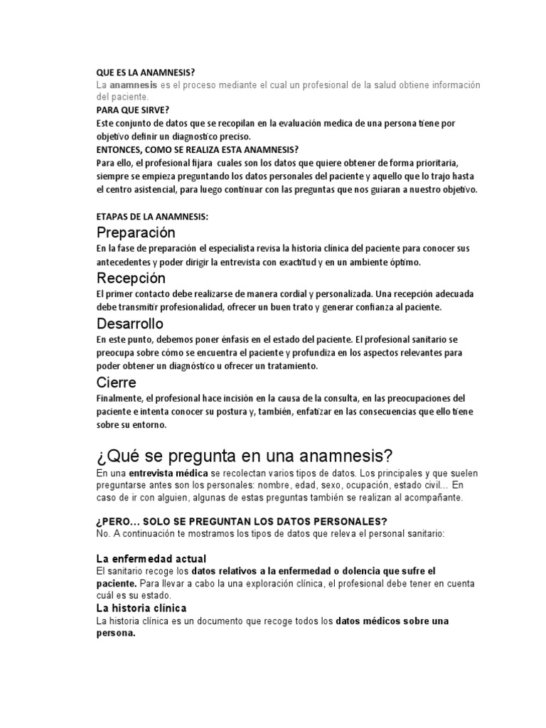 ANAMNESIS | PDF | Historial médico | Diagnostico medico