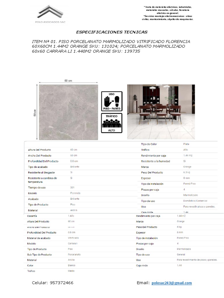 Ficha Tecnica Porcelanato | PDF