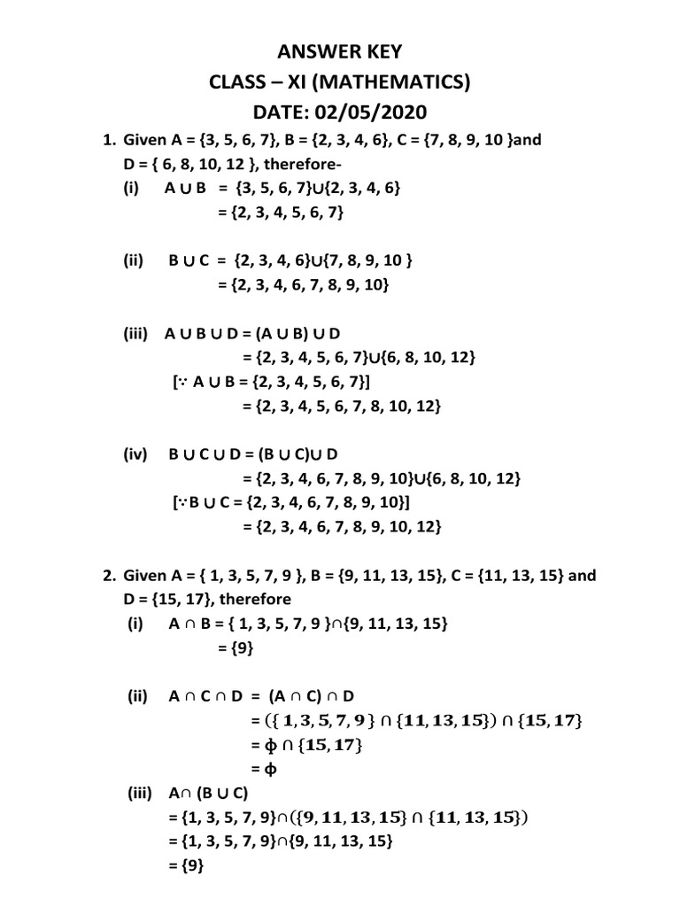 11 class Assignment 5 (Answer Key) | PDF
