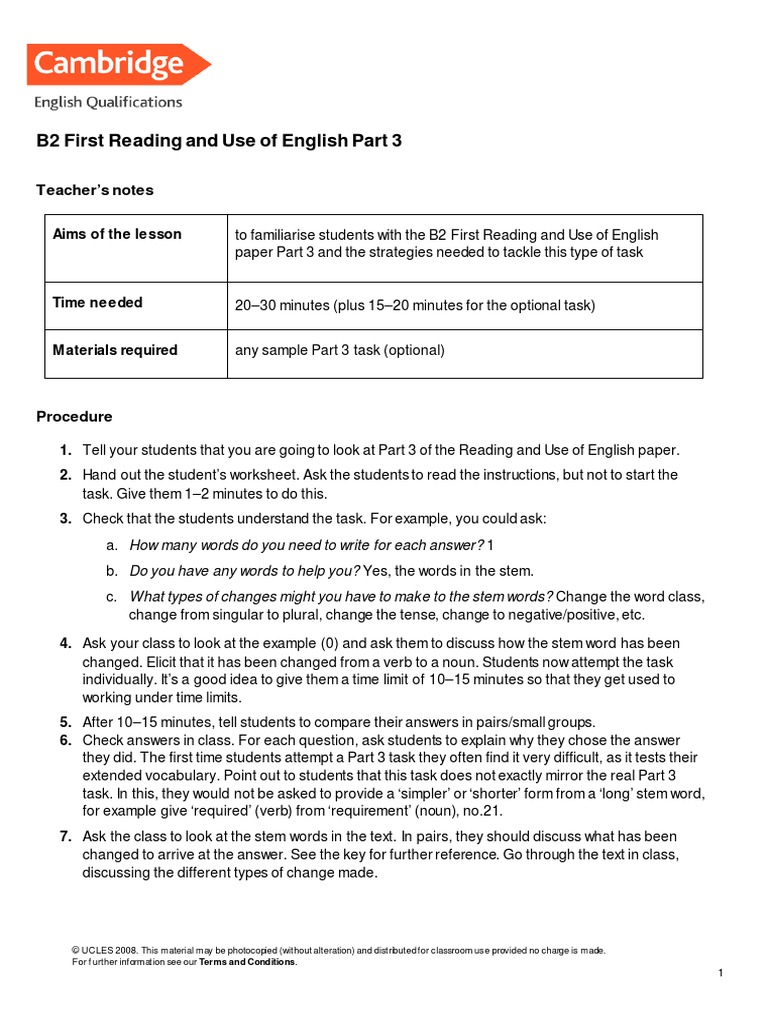 B2 English Part 3 Teaching Guide | PDF | Verb | English Language