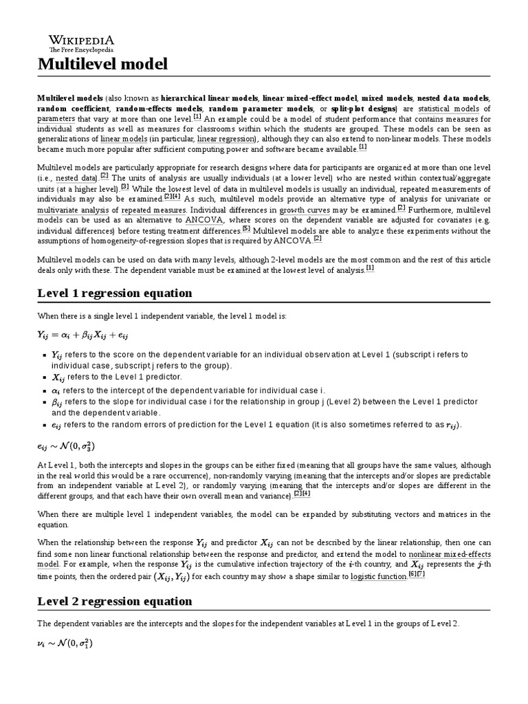Multilevel Model | PDF | Multilevel Model | Dependent And Independent Variables
