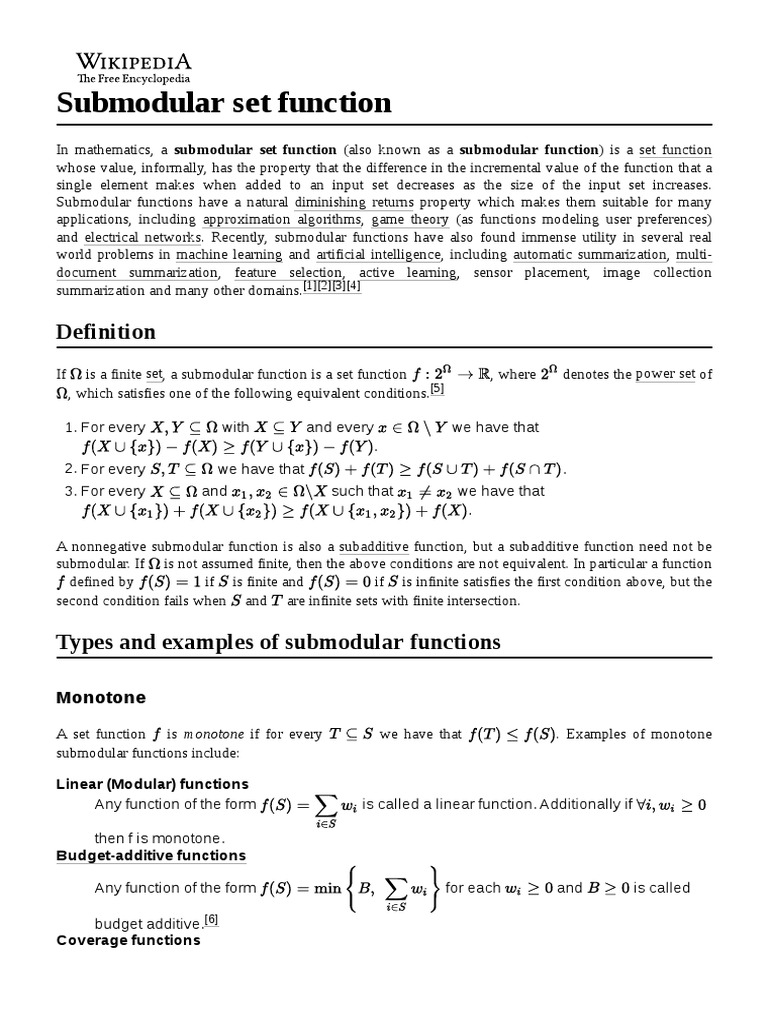 Submodular Set Function Pdf Function Mathematics Algorithms And Data Structures