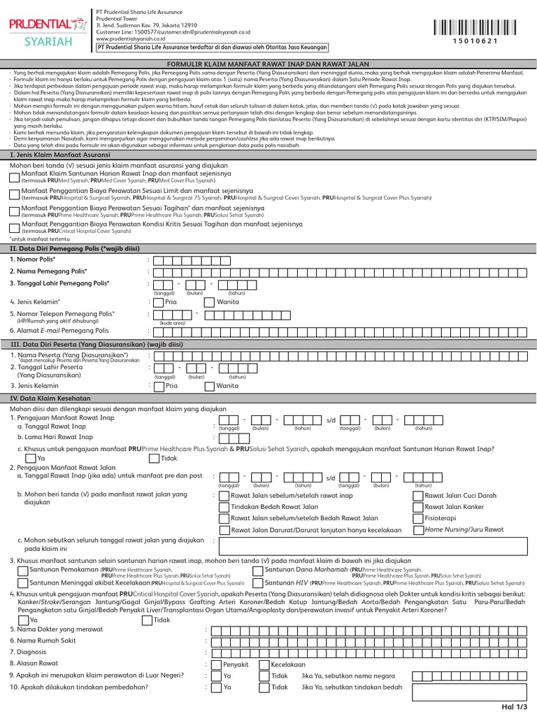Formulir Klaim Manfaat Rawat Inap Dan PPH Surat Kuasa Syariah | PDF