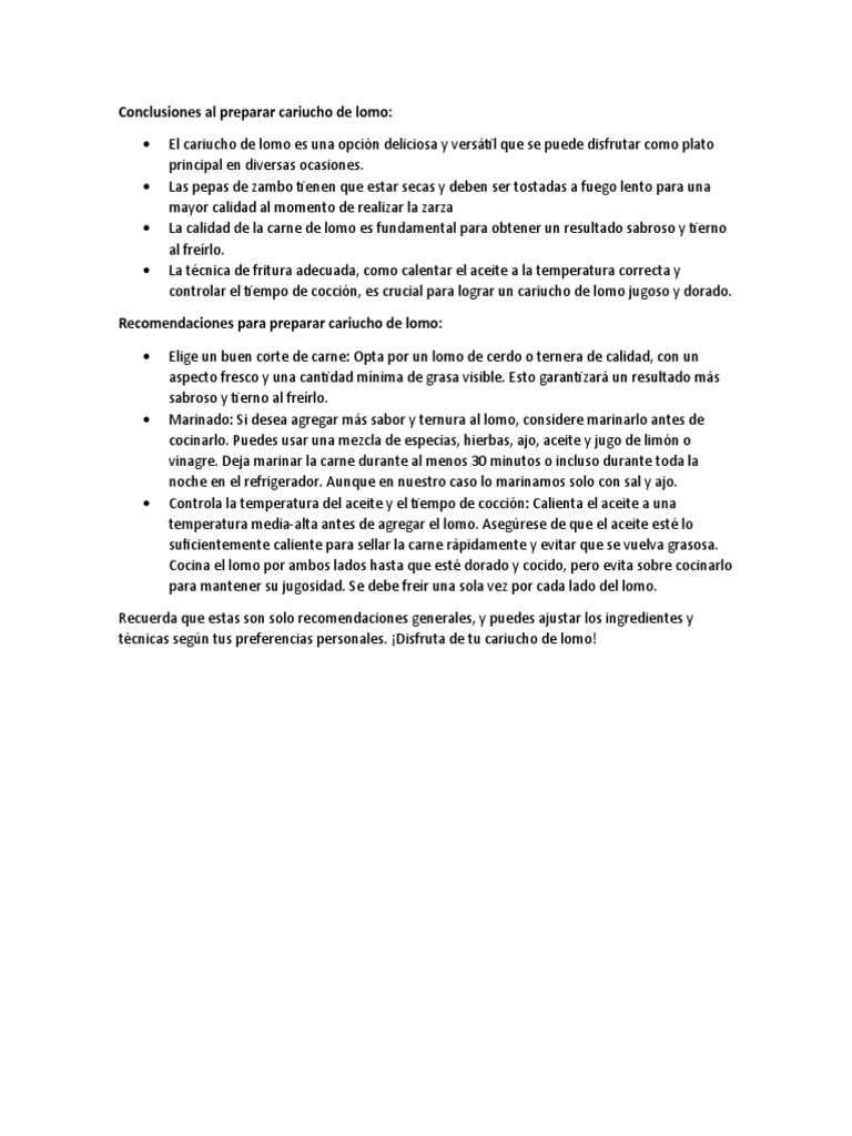 Preparación del Cariucho de Lomo | PDF