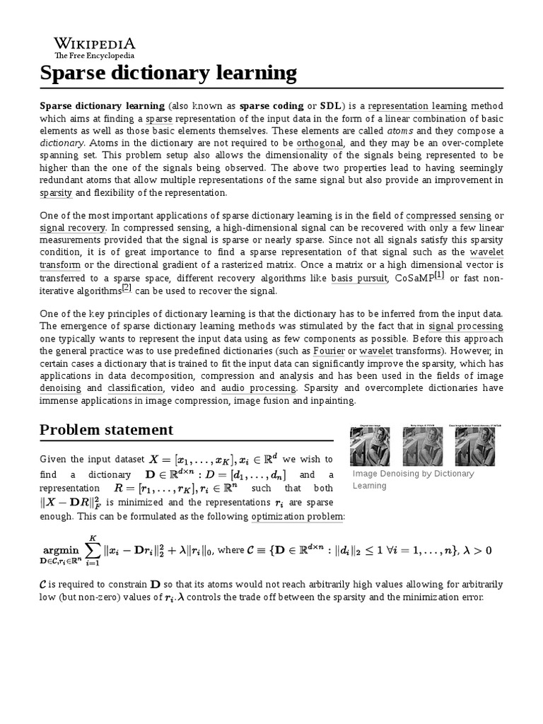 Sparse Dictionary Learning | PDF | Linear Algebra | Algebra