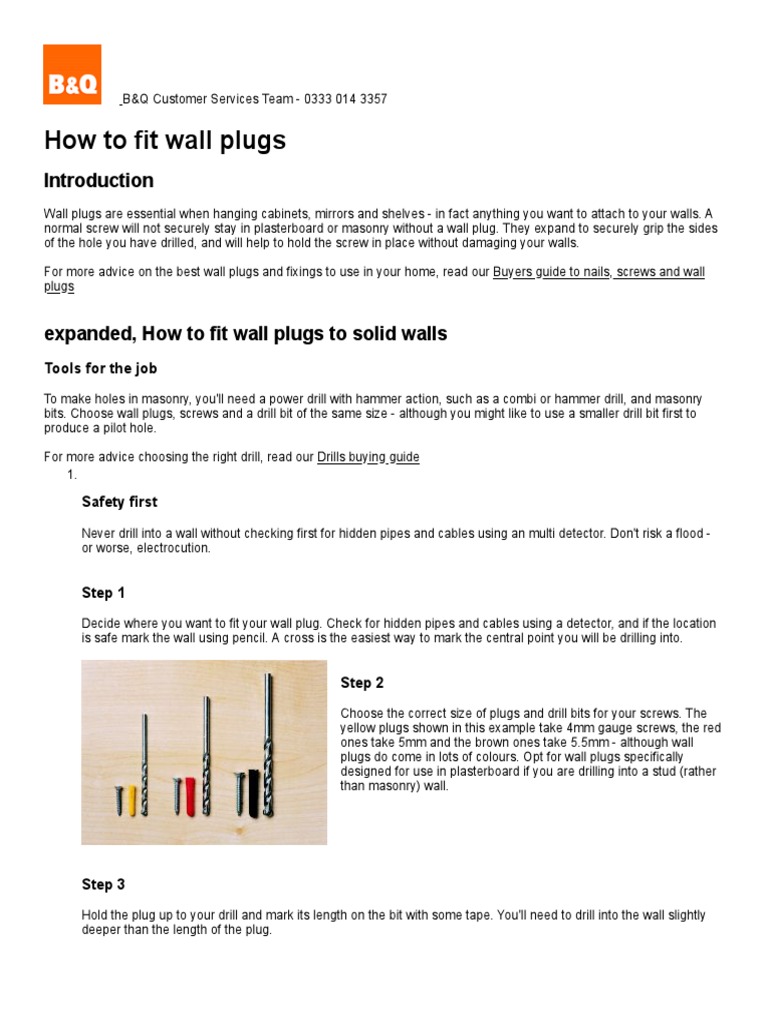 How to Fit Wall Plugs Securely | PDF | Drill | Tools